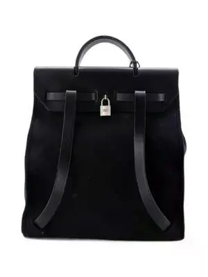 Hermès Herbag A Dos Zip Toile And Leather Backpack - Black