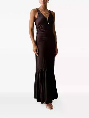 SILVIAN HEACH Chain-embellished Ruched Maxi Dress
