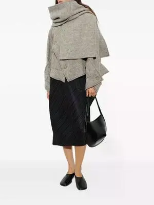 Issey Miyake Woolen Granite Oversized Scarf-detail Jacket