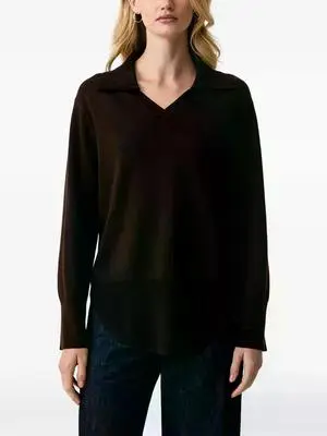 SILVIAN HEACH Spread-collar Curved-hem Sweater - Brown