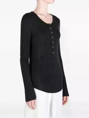 Free People Ribbed-knit Henley T-shirt