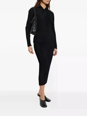 Issey Miyake Pleated Midi Skirt - Black