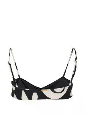 CALA DE LA CRUZ Lilo Abstract-print Ruched Bikini Top