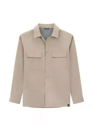 Boggi Milano Overshirt In Corduroy Lined With Flannel - Neutrals