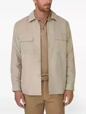 Boggi Milano Overshirt In Corduroy Lined With Flannel - Neutrals