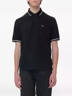 Armani Exchange Logo-embroidered Piqué Polo Shirt - Black