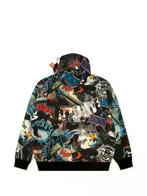 AAPE BY *A BATHING APE Moonface Logo Graffiti-print Hoodie - Black