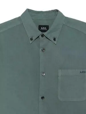 A.p.c. Button-down Collar Logo-embroidered Shirt