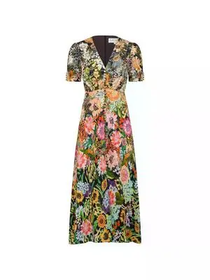 Saloni Lea Floral-print Maxi Dress - Black