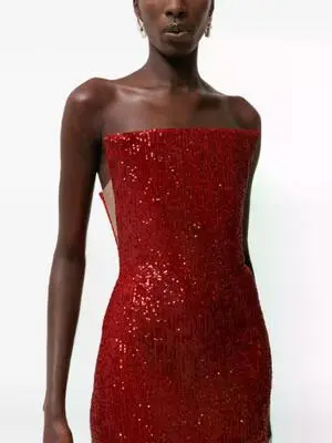 NISSA Sequin Tulle Insert Maxi Dress
