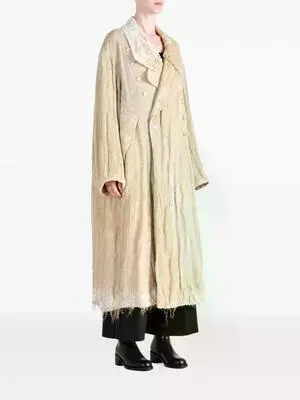 COMMUNS Crinkled-finish Frayed-edge Coat
