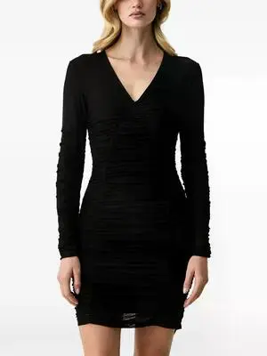 SILVIAN HEACH Ruched V-neck Mini Dress - Black