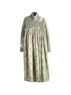 COMMUNS Lace-panelled Knitted Maxi Dress