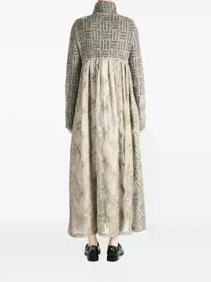 COMMUNS Lace-panelled Knitted Maxi Dress