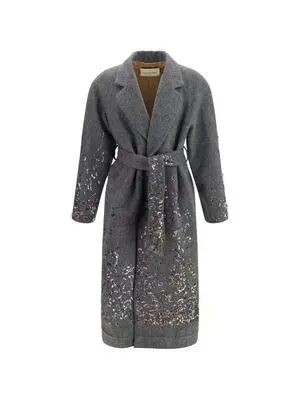 Valentino Garavani Sequin-embellished Belted Coat