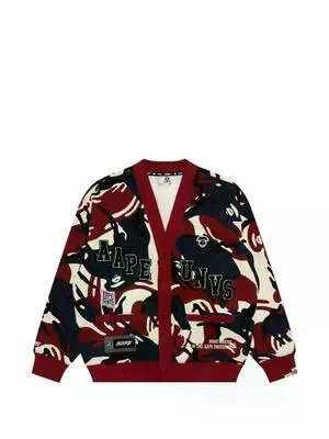 AAPE BY *A BATHING APE Camo-print Logo-patch Cardigan - Red