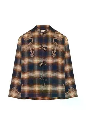 BAZISZT Jorah Floral-embroidered Checked Jacket