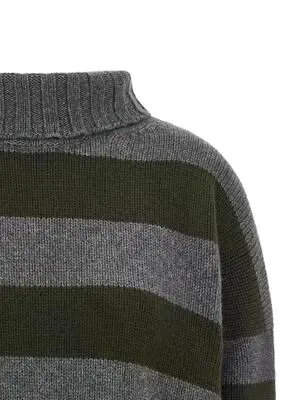 BEYOU Striped Roll-neck Sweater