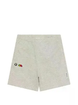 AAPE BY *A BATHING APE X Fruit Of The Loom Moonface Logo-patch Shorts - Grey