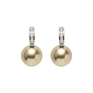 Saachi Metallic Pearl Drop Earrings - Grey