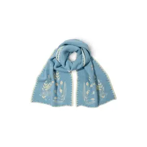 Saachi Embroidered Aviary Wool Scarf