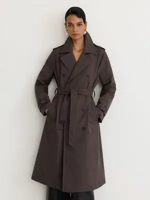 REISS Azurlena Petite Hybrid Gilet-insert Hooded Trench Coat - Brown