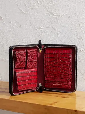George Cleverley The Karlin Croc-effect Leather Cigar Case