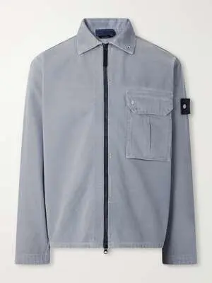 Stone Island Denim Corroded Bull Denim-tc Overshirt - Gray