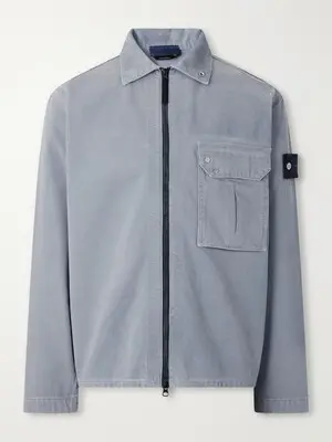 Stone Island Denim Corroded Bull Denim-tc Overshirt - Gray