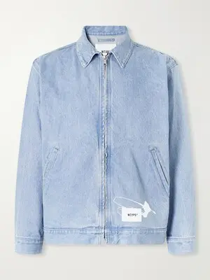 WTAPS® Wrecker Logo-appliquéd Paint-splattered Denim Jacket - Blue