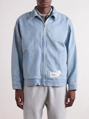 WTAPS® Wrecker Logo-appliquéd Paint-splattered Denim Jacket