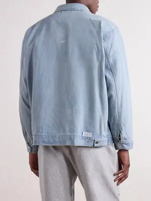 WTAPS® Wrecker Logo-appliquéd Paint-splattered Denim Jacket