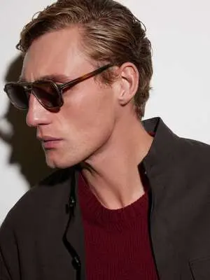 ZEGNA EYEWEAR Aviator-style Acetate And Titanium Sunglasses