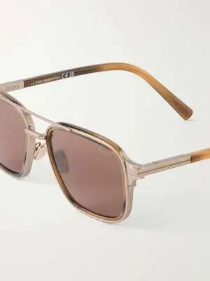 ZEGNA EYEWEAR Aviator-style Acetate And Titanium Sunglasses
