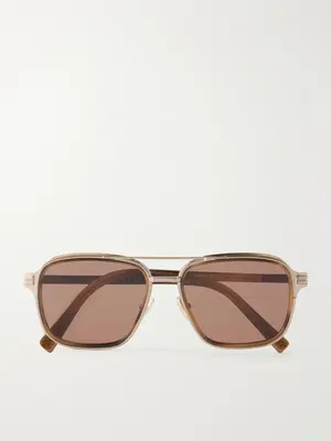 ZEGNA EYEWEAR Aviator-style Acetate And Titanium Sunglasses - Brown