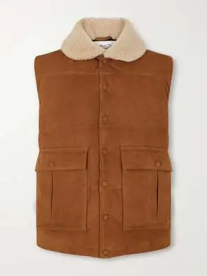 VALSTAR Shearling-trimmed Suede Down Gilet - Tan
