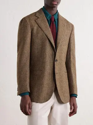 J. MUESER Waverly Herringbone Virgin Wool-tweed Blazer - Brown