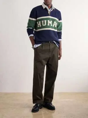 HUMAN MADE Tapered Logo-embroidered Pleated Cotton-twill Trousers