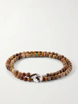 MIKIA Sterling Silver Magnesite Bracelet - Brown