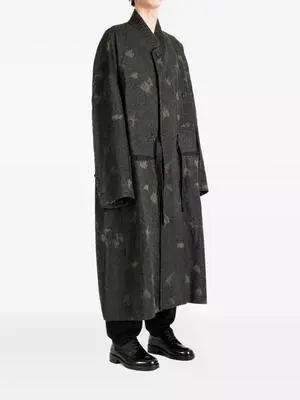 ZIGGY CHEN Graphic-print Button-up Trench Coat
