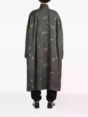 ZIGGY CHEN Graphic-print Button-up Trench Coat