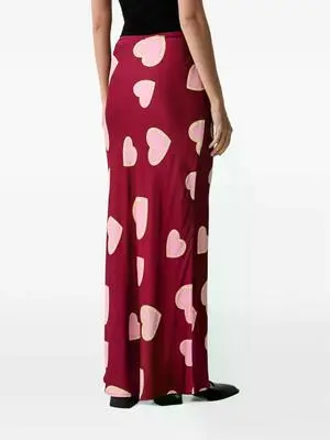 NEVER FULLY DRESSED Heart-print Satin Skirt