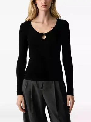 SILVIAN HEACH Ribbed-knit Scalloped-edge Sweater