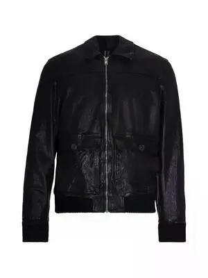 DFOUR Leather Zip-up Jacket - Black