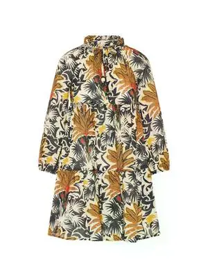 Anjuna Clara Leaf-print Tiered Mini Dress - Neutrals
