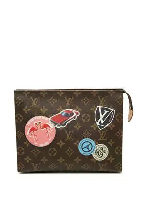 LOUIS VUITTON 2016 Monogram World Tour Toiletry Pouch 26 Clutch Bag - Brown