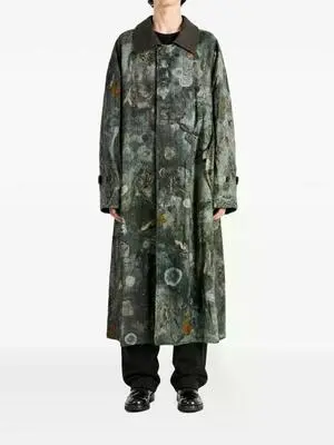 ZIGGY CHEN Abstract-print Contrast-collar Coat