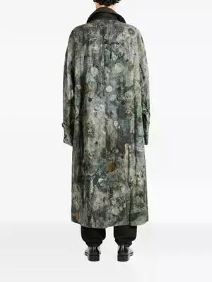 ZIGGY CHEN Abstract-print Contrast-collar Coat
