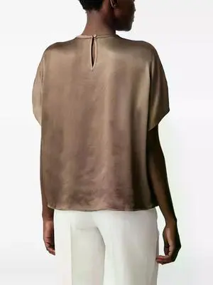 Sisley Satin-finish Short-sleeve Blouse