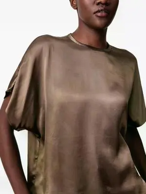 Sisley Satin-finish Short-sleeve Blouse